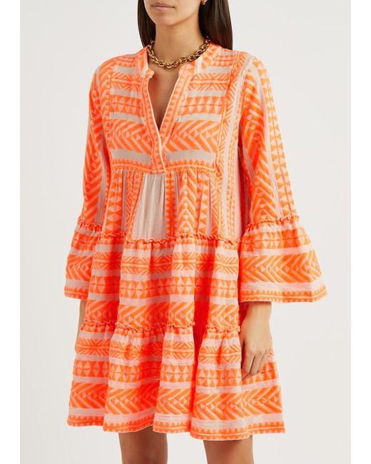 Devotion Twins Devotion Ella Embroidered Stretch Mini Dress in Orange ...