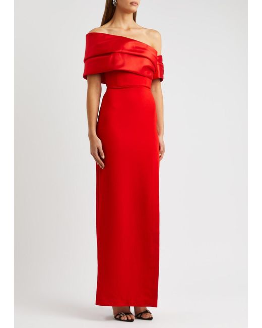 Solace London Alexis Off-the-shoulder Gown in Red | Lyst