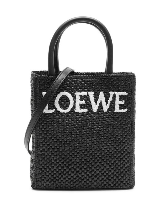 Loewe Standard A5 Woven Raffia Tote in Black | Lyst UK