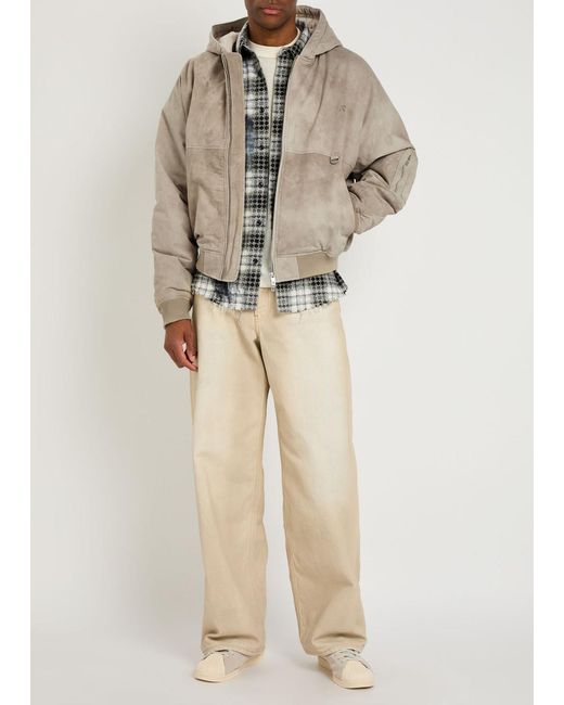 Represent Hooded Brushed Stretch-Cotton Bomber Jacket in Natural for ...