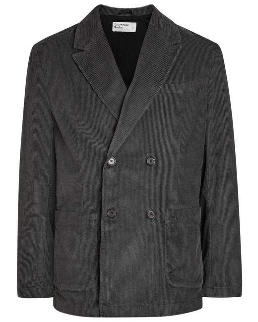 Universal Works Manor Double-Breasted Corduroy Blazer in Black for Men ...