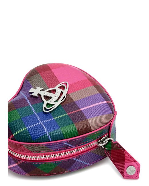 Vivienne Westwood Louise Heart Tartan Leather Cross-Body Bag in Pink | Lyst UK