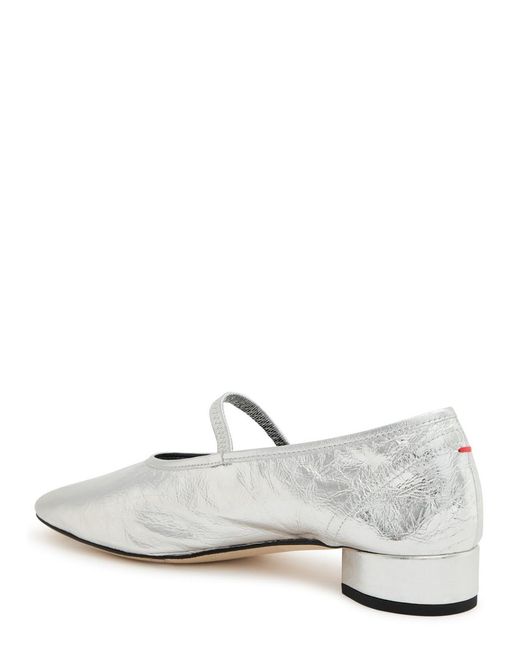 Aeyde Pippa 25 Metallic Leather Mary Jane Pumps in White | Lyst