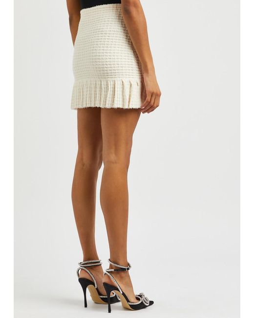 Self-Portrait Sequin-embellished Waffle-knit Mini Skirt in Natural | Lyst Self-Portrait Sequin-embellished Waffle-knit Mini Skirt in Natural | Lyst