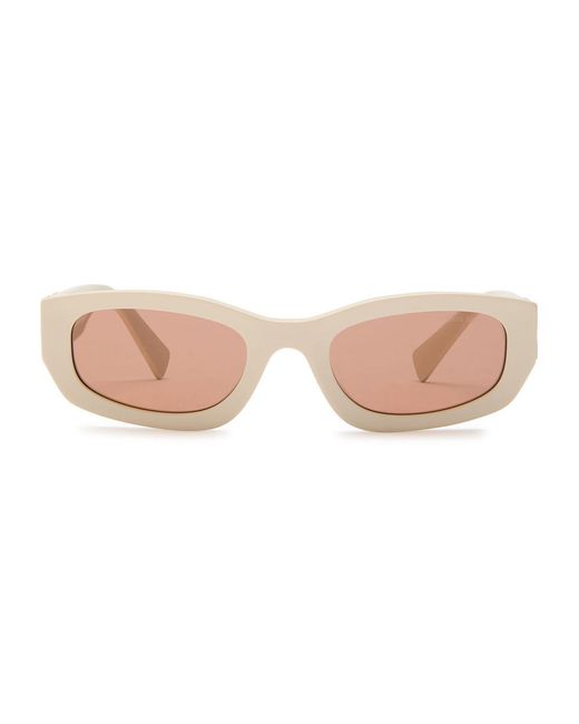 Miu Miu Narrow Rectangle-Frame Sunglasses in Natural | Lyst UK