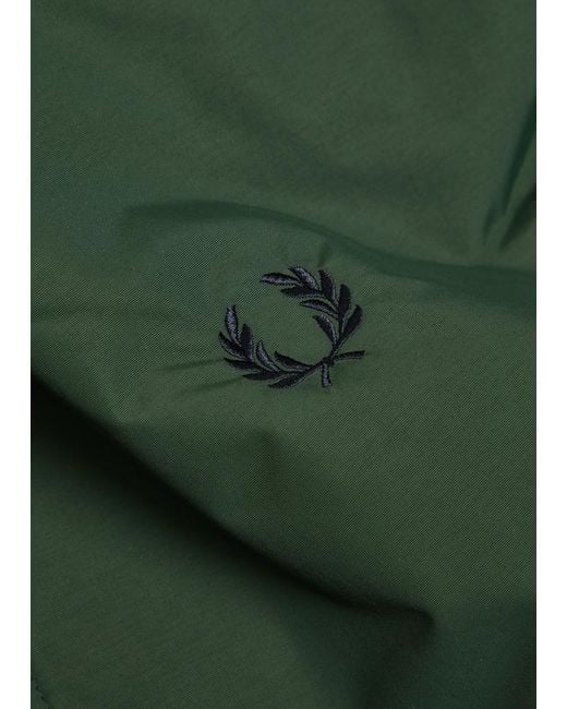 Fred Perry Logo-Embroidered Hooded Shell Jacket in Green for Men | Lyst UK