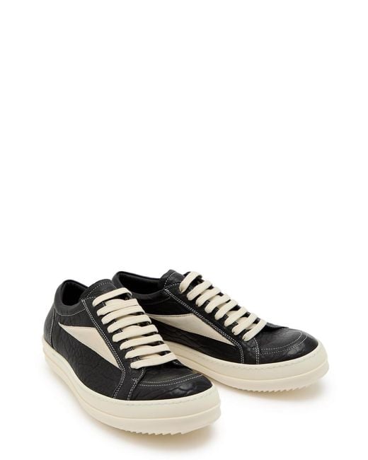 Rick Owens Vintage Panelled Grained Leather Sneakers in White for Men ...