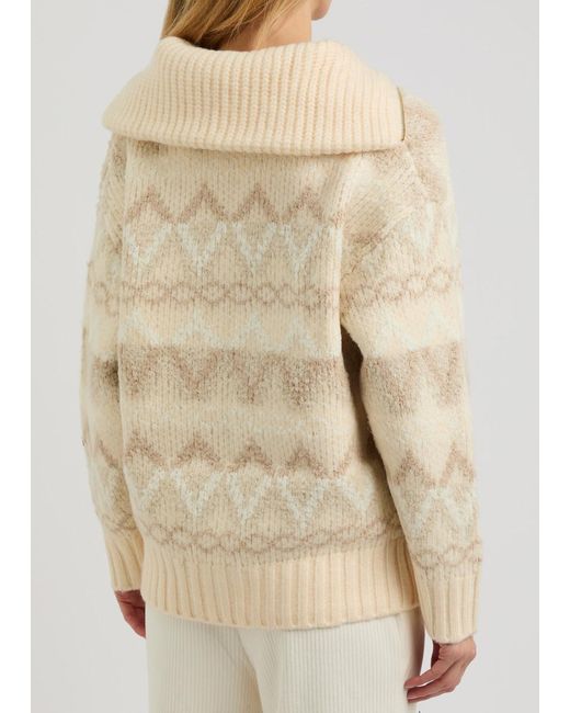 Varley Brooke Fair Isle Intarsia Knitted Jacket in Natural | Lyst