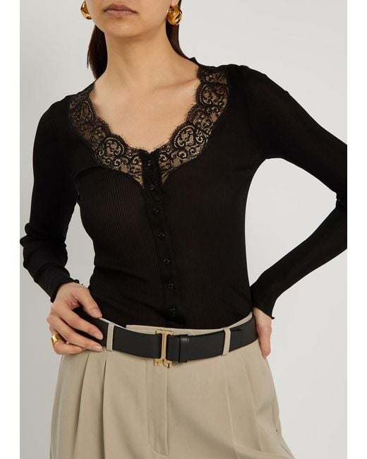 Victoria Beckham Tuxedo Leather Belt in Black | Lyst UK