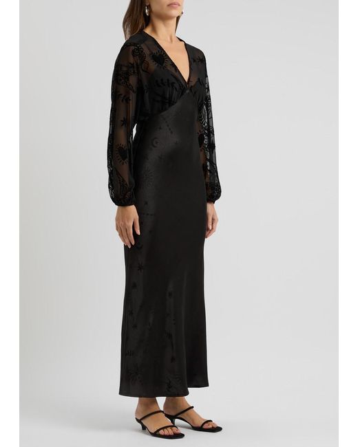 Never Fully Dressed Emma Swallow Romance Satin Maxi Dress in Black | Lyst