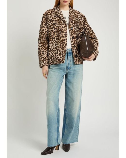 Anine Bing Flynn Cotton-Blend Jacket in Brown | Lyst UK