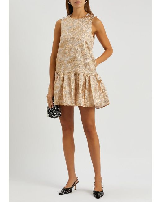 Sister Jane Cassandra Metallic Cloqué Mini Dress In Natural Lyst