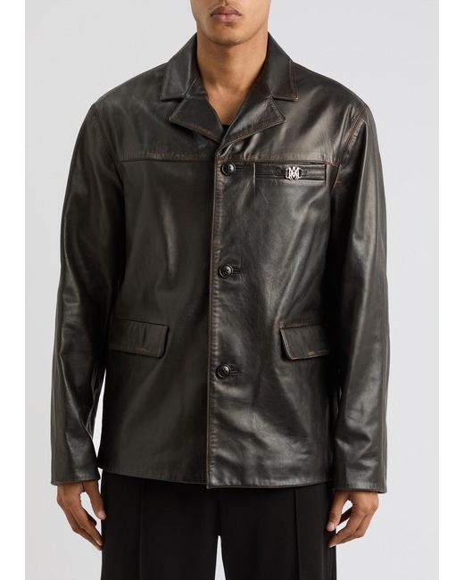 Amiri Tumbled Leather Jacket in Black for Men | Lyst