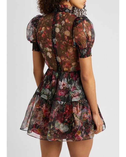 Alice Olivia Alice Olivia Vernita Floral Print Organza Mini Dress