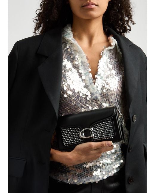 COACH Tabby 20 Crystal-Embellished Leather Cross-Body Bag in Black | Lyst