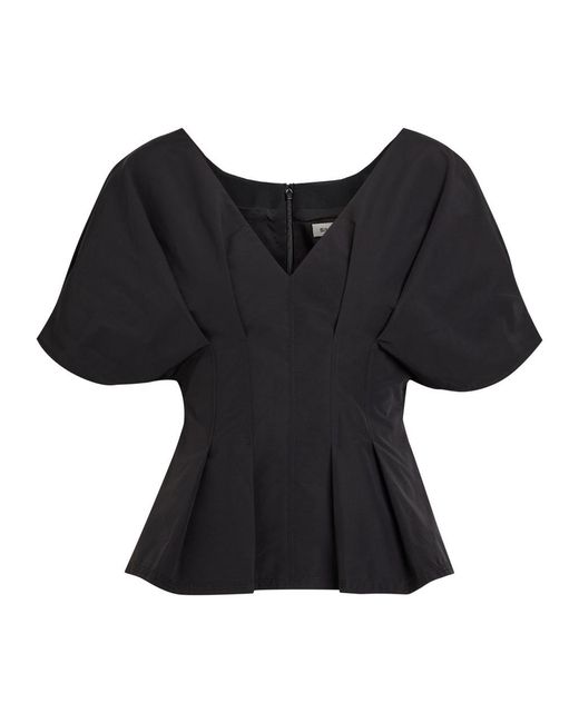 Jonathan Simkhai Rozen Pleated Cotton-Blend Top in Black | Lyst UK