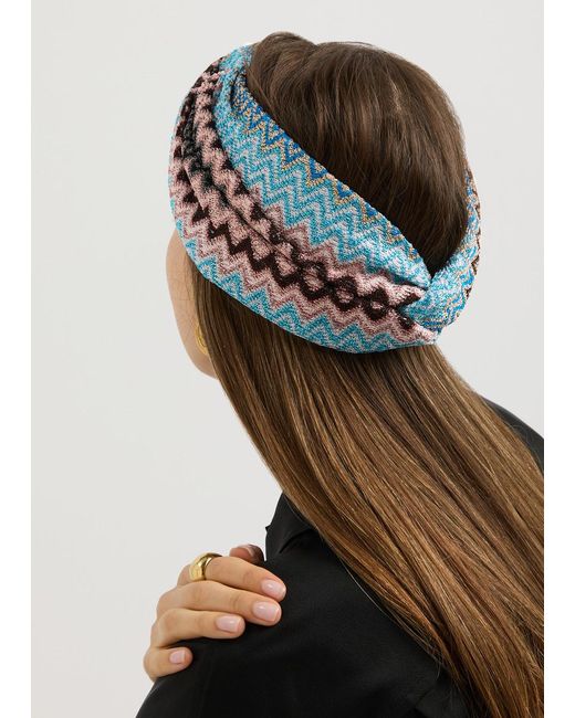 Missoni Zigzag-Intarsia Knitted Headband in Blue | Lyst UK