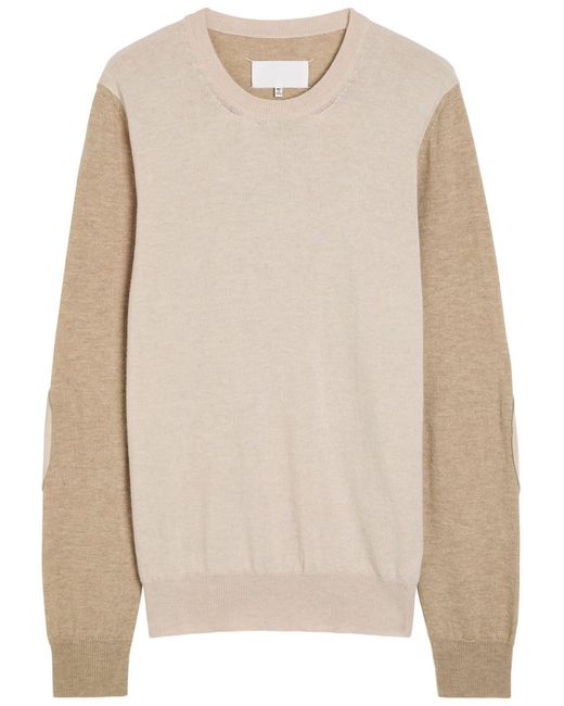 Maison Margiela Panelled Wool Jumper in Natural | Lyst UK
