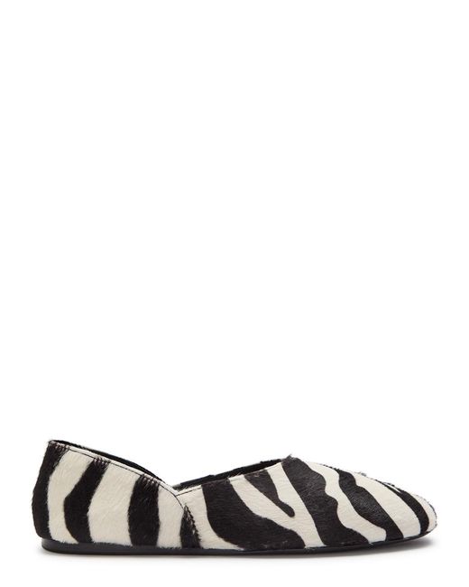 KHAITE Jane Zebra-Print Calf Hair Ballet Flats in Black | Lyst UK