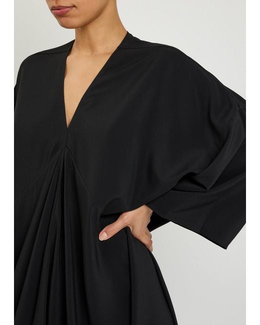Rick Owens Tommykite Crepe Maxi Dress in Black | Lyst UK