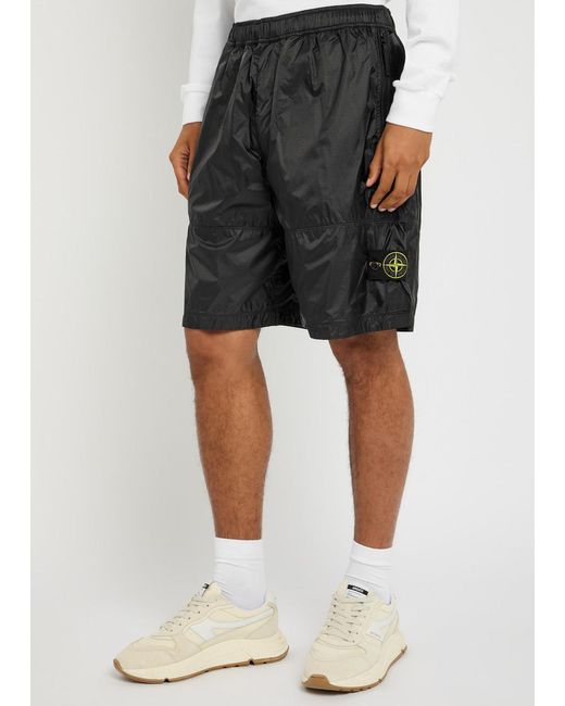Stone Island Logo Shell Shorts in Grey for Men | Lyst UK
