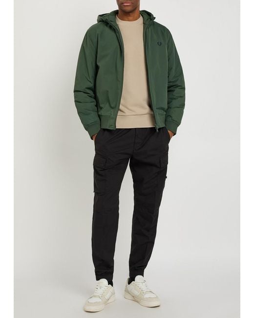 Fred Perry Logo-Embroidered Hooded Shell Jacket in Green for Men | Lyst UK