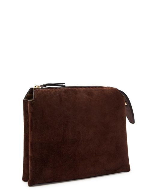 The Row Nu Mini Suede Cross-Body Bag in Brown | Lyst