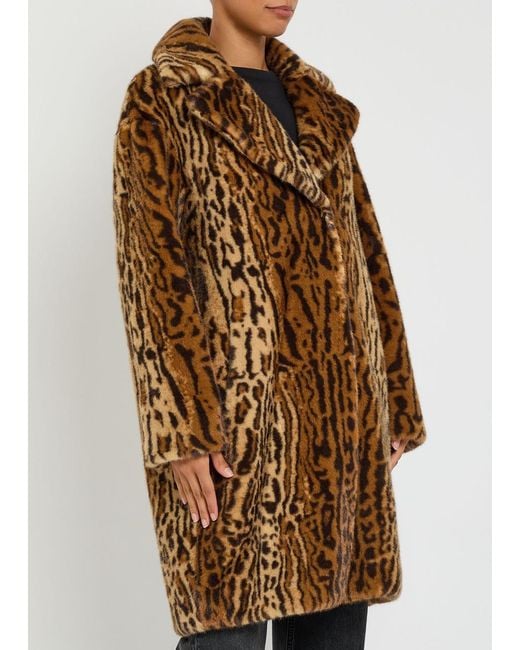 Stand Studio Camille Cocoon-Print Faux Fur Coat | Lyst UK