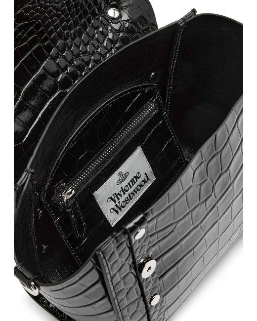 Vivienne Westwood Betty Small Crocodile-Effect Leather Top Handle Bag in Black | Lyst