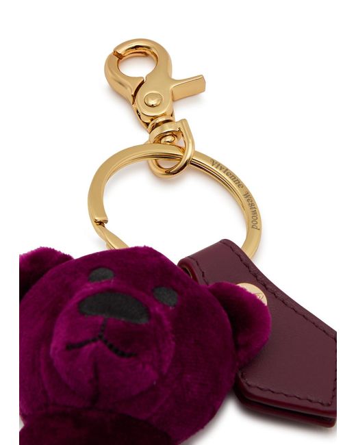 Vivienne Westwood Teddy Bear Orb-Embroidered Velvet Keyring in Purple ...