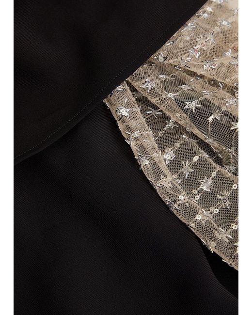 STAUD Effie Asymmetric Crepe Dress in Black | Lyst UK