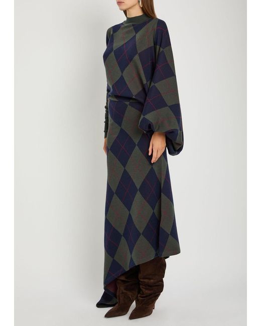 A.W.A.K.E. MODE Asymmetric Merino Wool Maxi Jumper Dress in Blue | Lyst UK