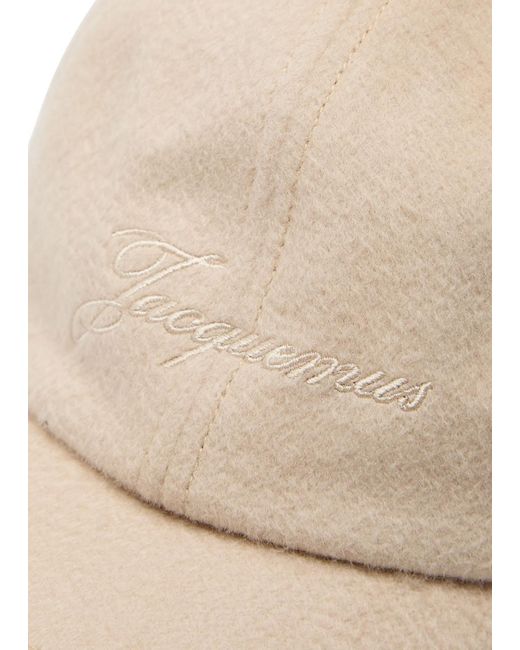 Jacquemus La Casquette Cachemiro Logo-Embroidered Wool Cap in Natural ...