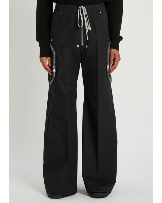 Rick Owens Heizer Belas Wide-Leg Cotton Cargo Trousers in Black for Men ...