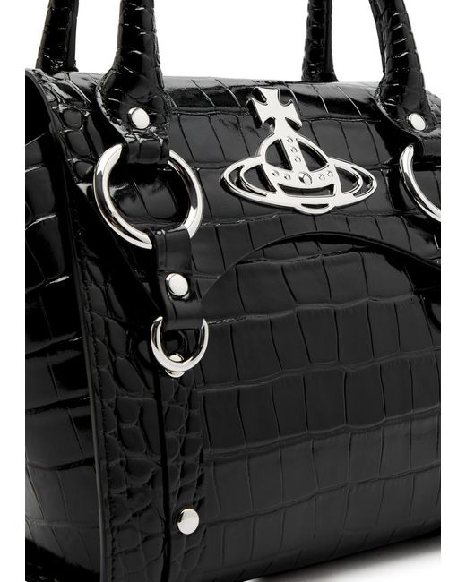 Vivienne Westwood Betty Small Crocodile-Effect Leather Top Handle Bag in Black | Lyst