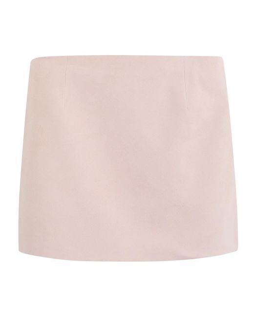 Khaite Jett Suede Mini Skirt in Pink | Lyst