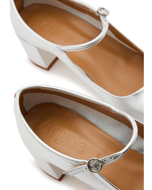 Aeyde Aline 50 Metallic Leather Mary Jane Pumps in White | Lyst