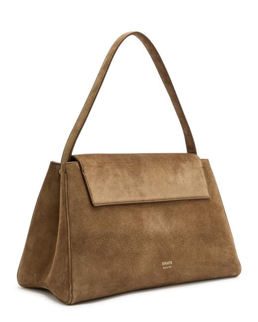KHAITE Audrey Suede Top Handle Bag in Brown | Lyst