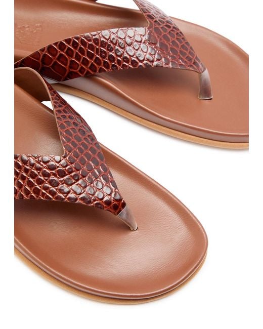 Ancient Greek Sandals Charys Footbed Leather Flatform Sandals in Brown ...