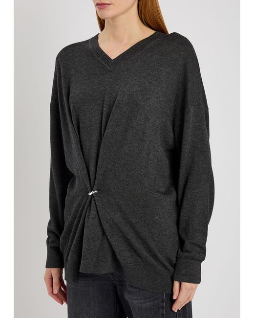 Isabel Marant Chiraz Gathered Knit Jumper in Grey | Lyst UK