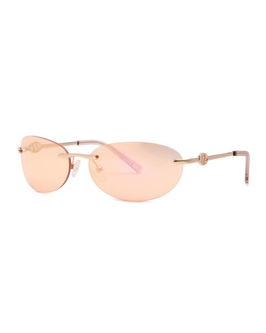 Le Specs Slinky Rimless Oval-Frame Sunglasses in Pink | Lyst UK