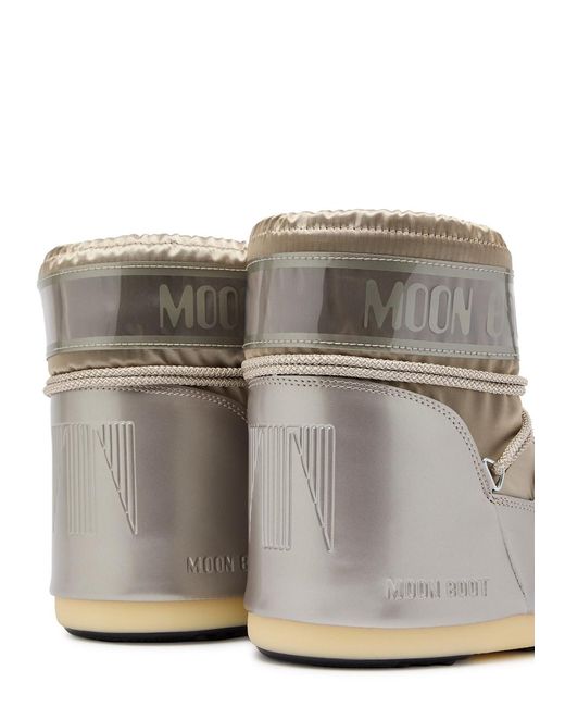 Moon Boot Icon Padded Metallic Satin Snow Boots in Natural | Lyst