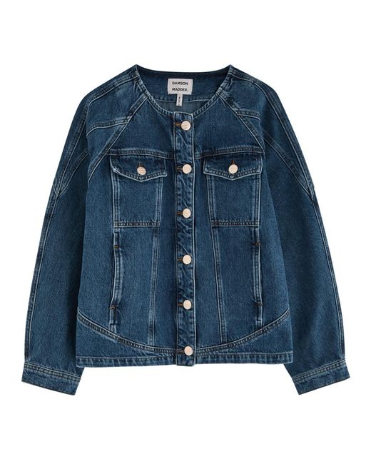 Damson Madder Vanessa Panelled Denim Jacket in Blue | Lyst