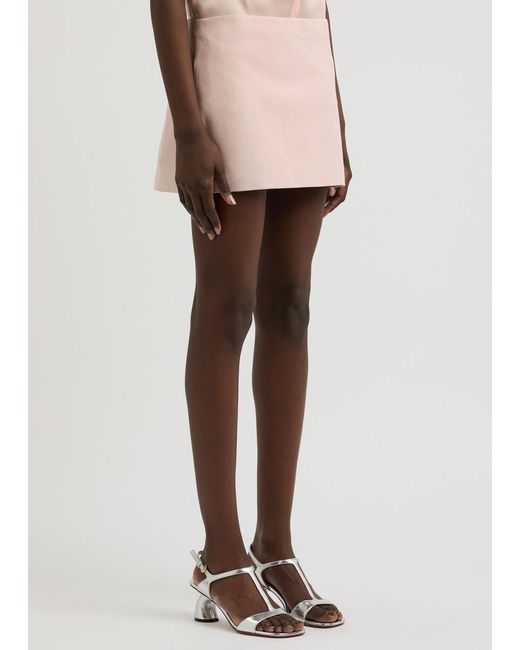 Khaite Jett Suede Mini Skirt in Pink | Lyst
