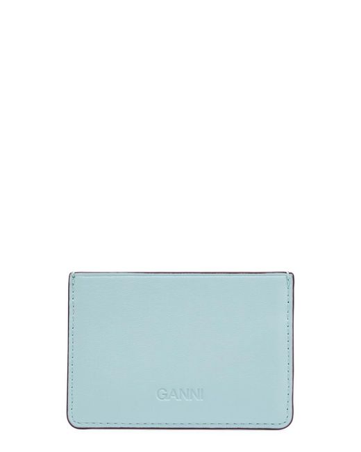 Ganni Bou Crystal-Embellished Leather Card Holder in Blue | Lyst