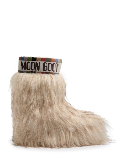 Moon Boot Icon Yeti Faux-Fur Snow Boots in Natural | Lyst