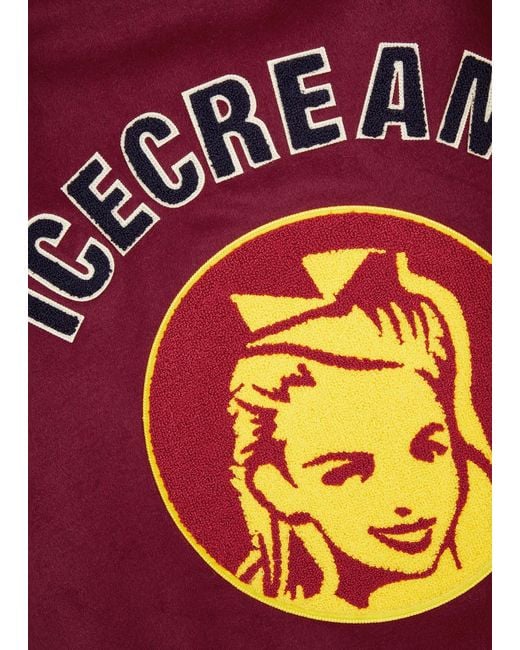 ICECREAM Diner Team Felt Varsity Jacket in Red for Men | Lyst