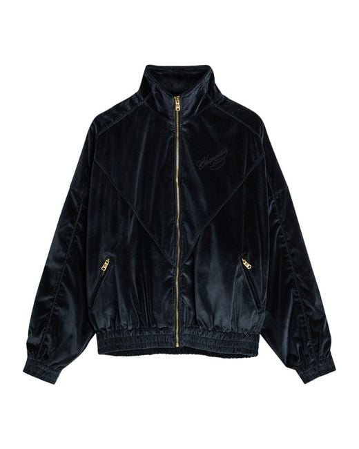 Willy Chavarria Rider Ruff Logo-Emboridered Velour Jacket in Blue for ...