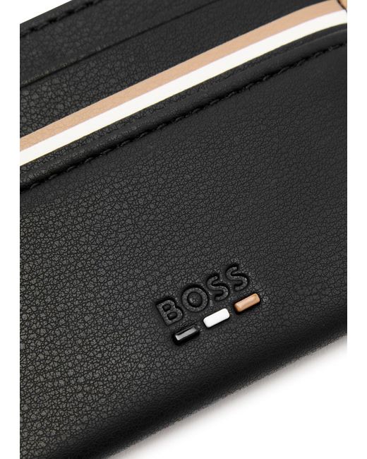 BOSS Ray Logo Leather Card Holder in Black for Men | Lyst
