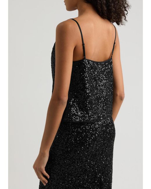Diane von Furstenberg Berlin Sequin-Embellished Tulle Tank in Black | Lyst